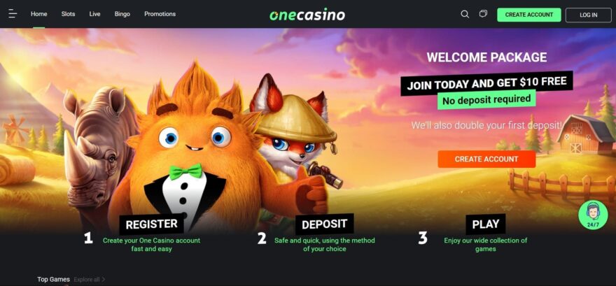 One Casino - online games and slot machines, deposit methods and bonuses