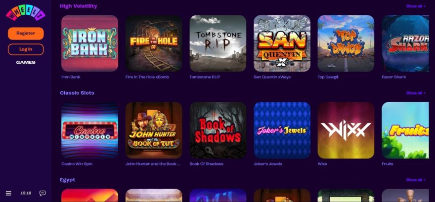 Wheelz Casino - online casino games and slots, payment options and bonuses